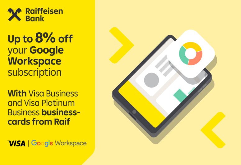 Up to 8% off Google Workspace for your business 💼 | Raiffeisen Bank